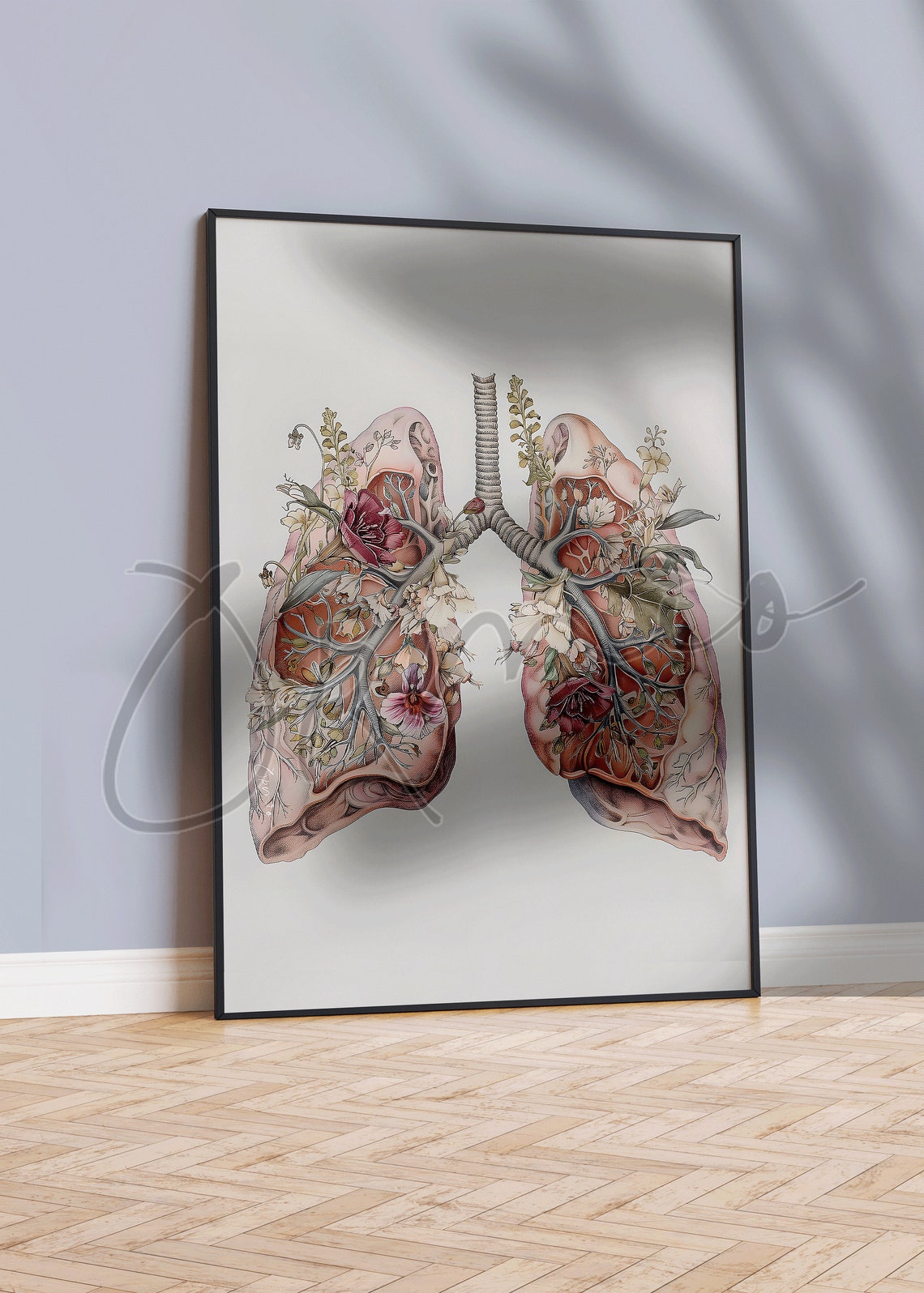 Floral Lungs Anatomy Print: Medical Art, Pulmonologist Gift (digital ...