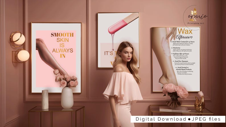 Waxing Wall Art Set - Smooth Skin Posters | Spa Decor | Printable ...