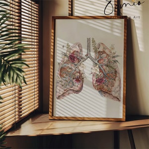 Floral Lungs Anatomy Print: Medical Art, Pulmonologist Gift (digital ...