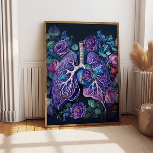 Floral Anatomical Lungs, Pulmonologist Gift, Anatomy Art Print ...