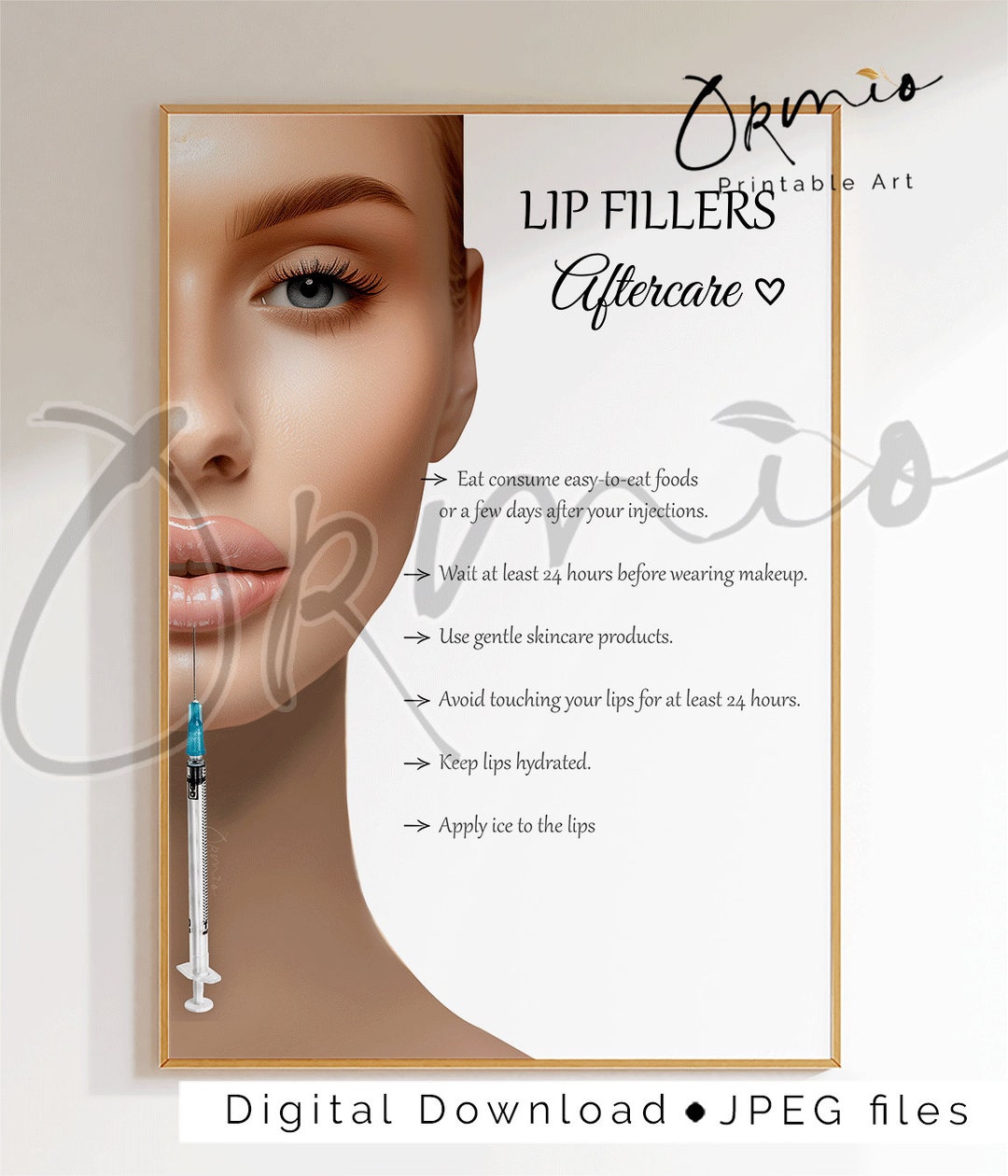 Lip Fillers Aftercare Poster, Spa Decor, Esthetician Wall Art, Filler ...