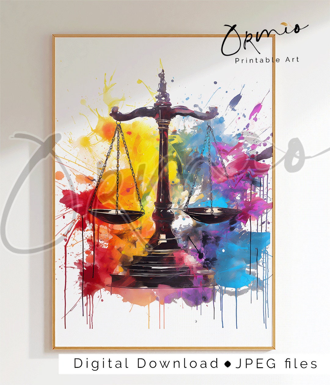 Printable Scales of Justice Art Poster, Legal Office Decor, Law Firm ...