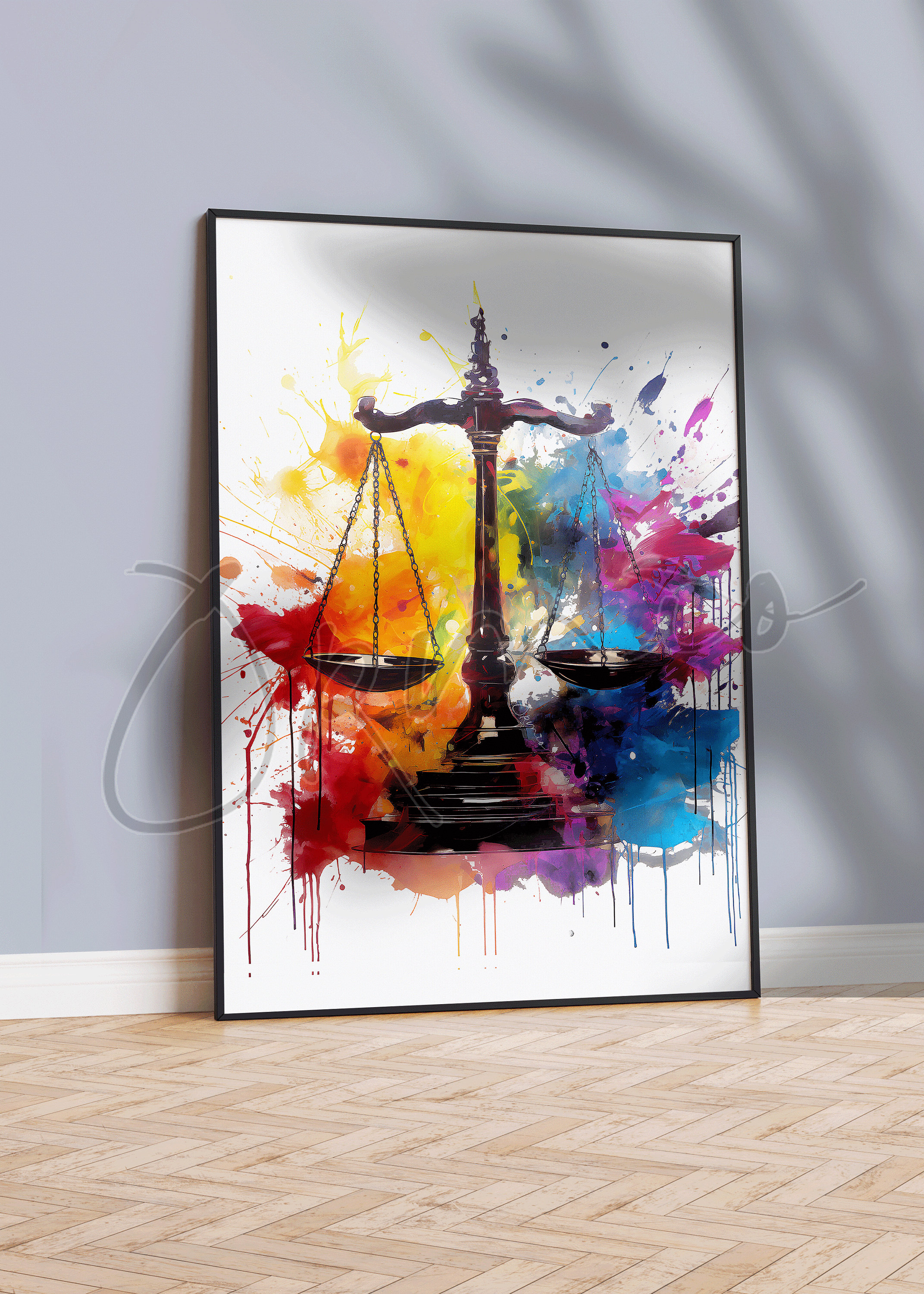 Printable Scales of Justice Art Poster, Legal Office Decor, Law Firm ...