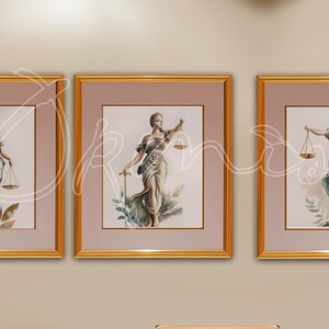 Lady Justice Botanical Art Prints - Set of 3 Digital Posters - Law ...