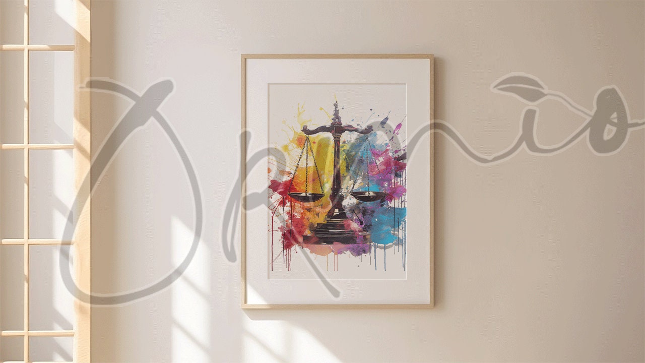 Printable Scales of Justice Art Poster, Legal Office Decor, Law Firm ...