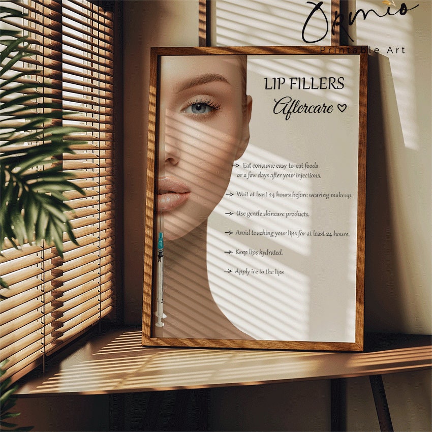 Lip Fillers Aftercare Poster, Spa Decor, Esthetician Wall Art, Filler ...