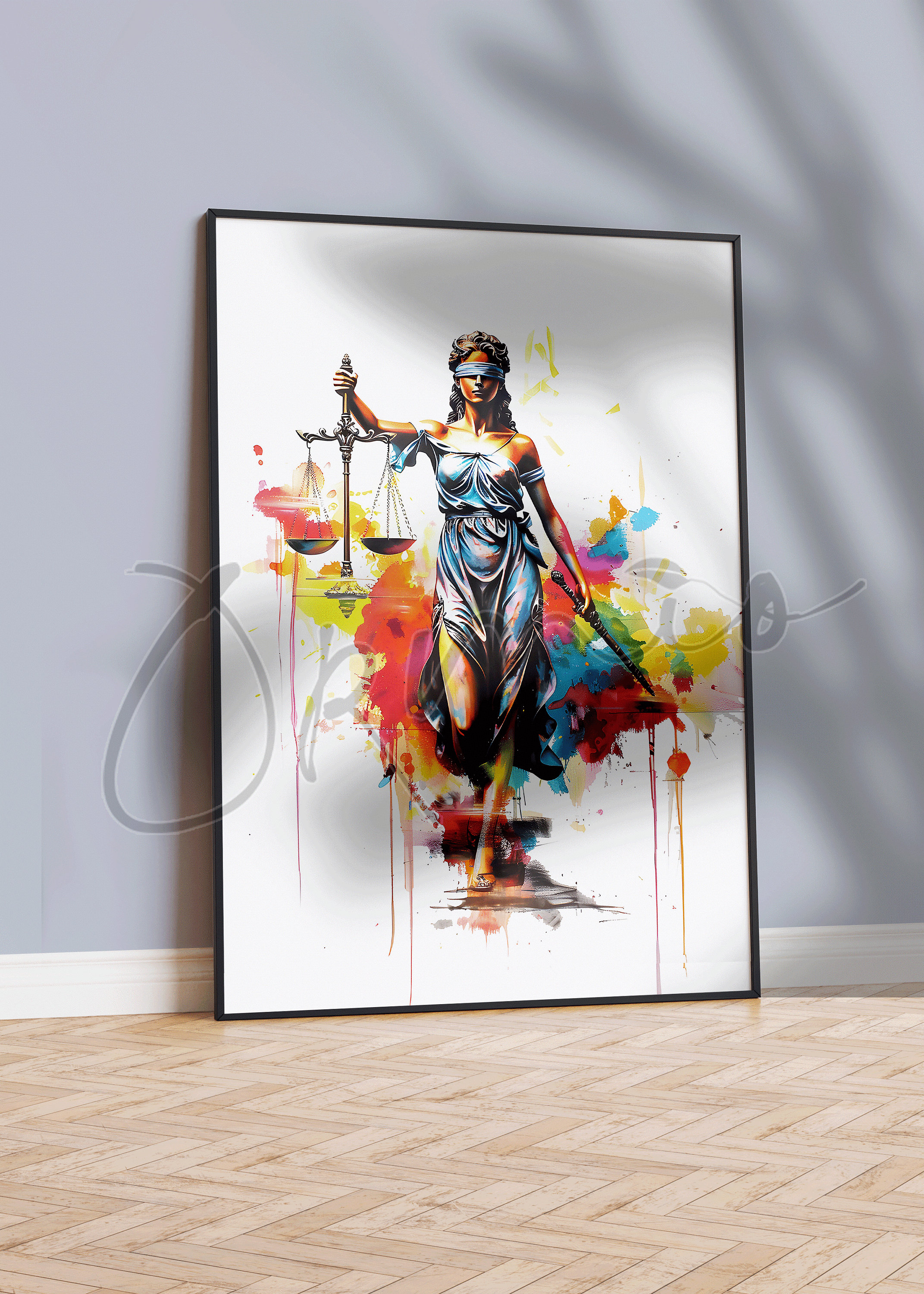 Printable Modern Lady of Justice Art Poster Legal Office Decor Law Firm ...