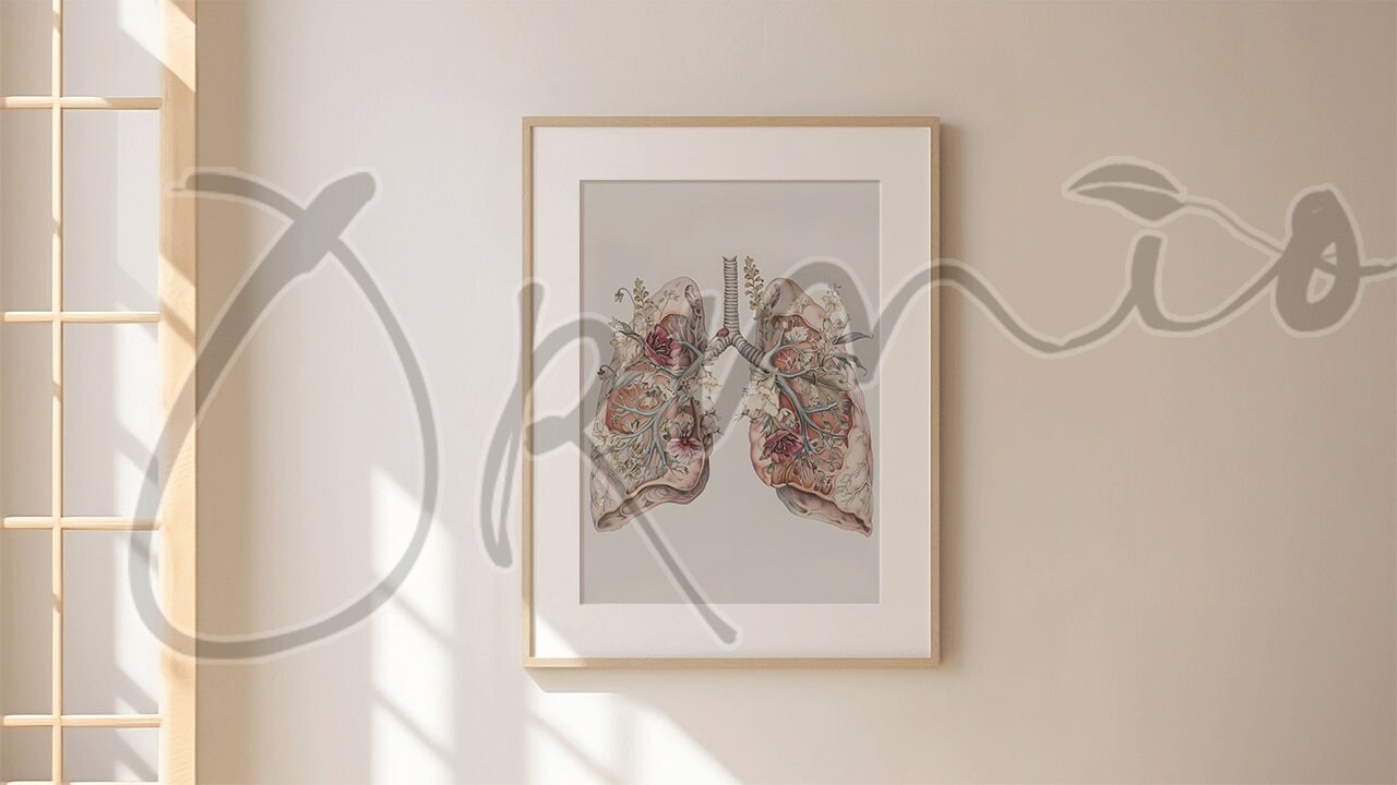 Floral Lungs Anatomy Print: Medical Art, Pulmonologist Gift (digital ...