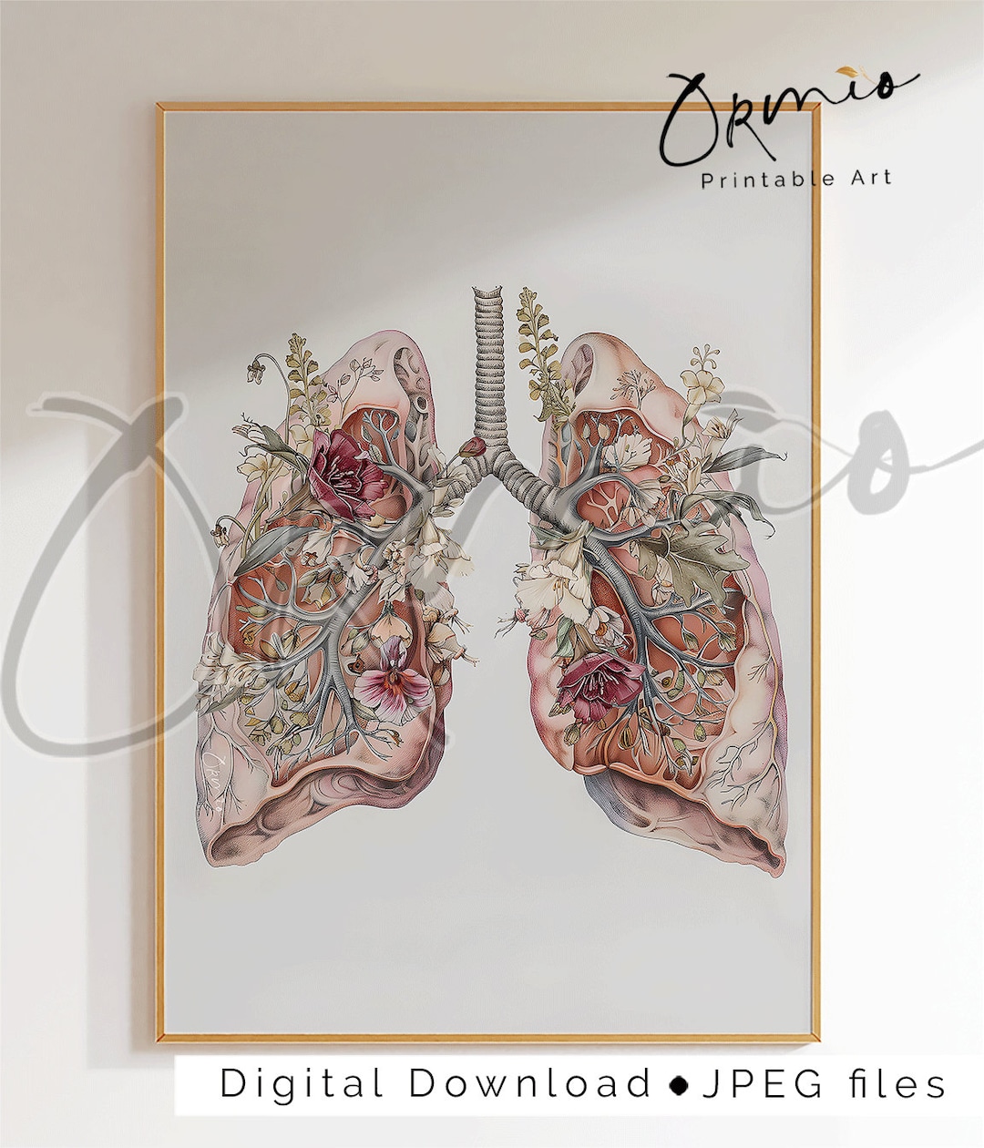 Floral Lungs Anatomy Print: Medical Art, Pulmonologist Gift (digital ...