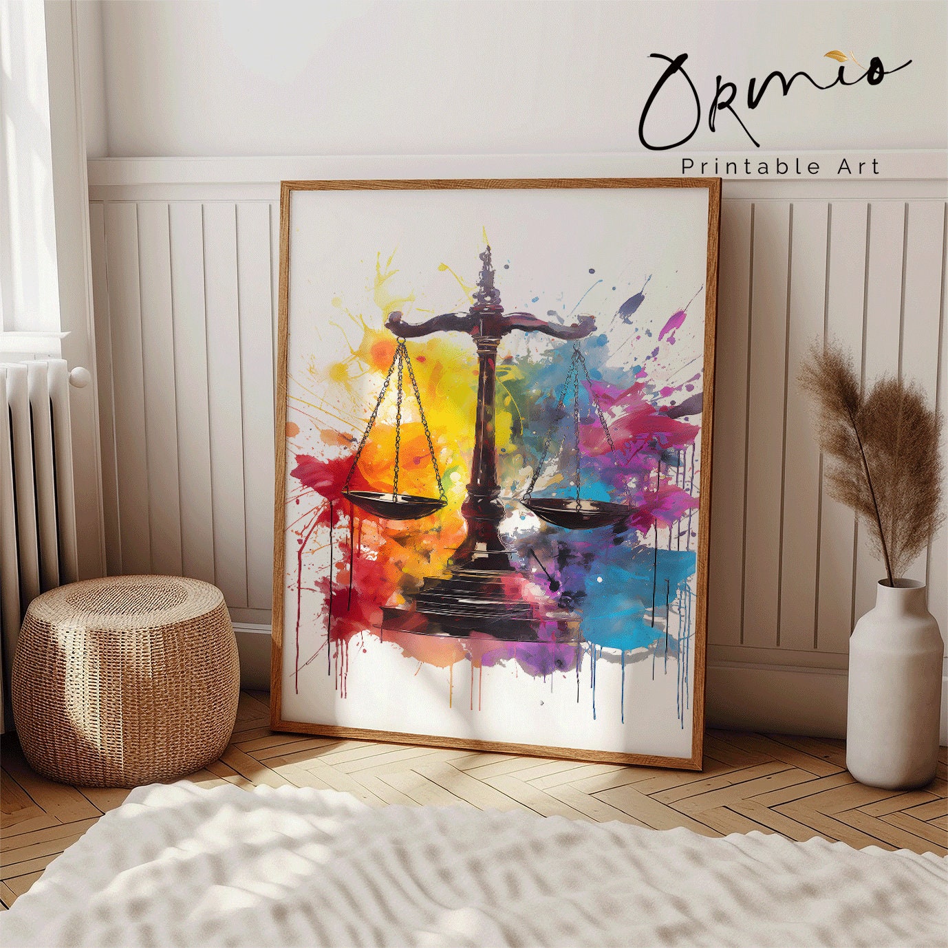 Printable Scales of Justice Art Poster, Legal Office Decor, Law Firm ...