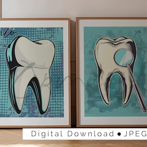 Set of 2 Teeth Prints Modern Dental Wall Art Perfect for Dentists ...
