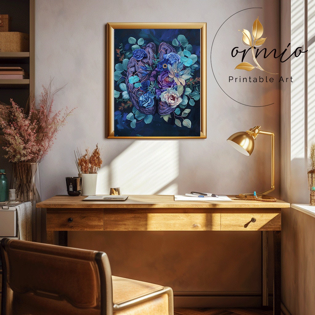 Floral Brain Art Print, Mental Health Art, Occupational Therapy Wall ...