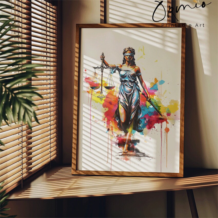 Printable Modern Lady of Justice Art Poster Legal Office Decor Law Firm ...