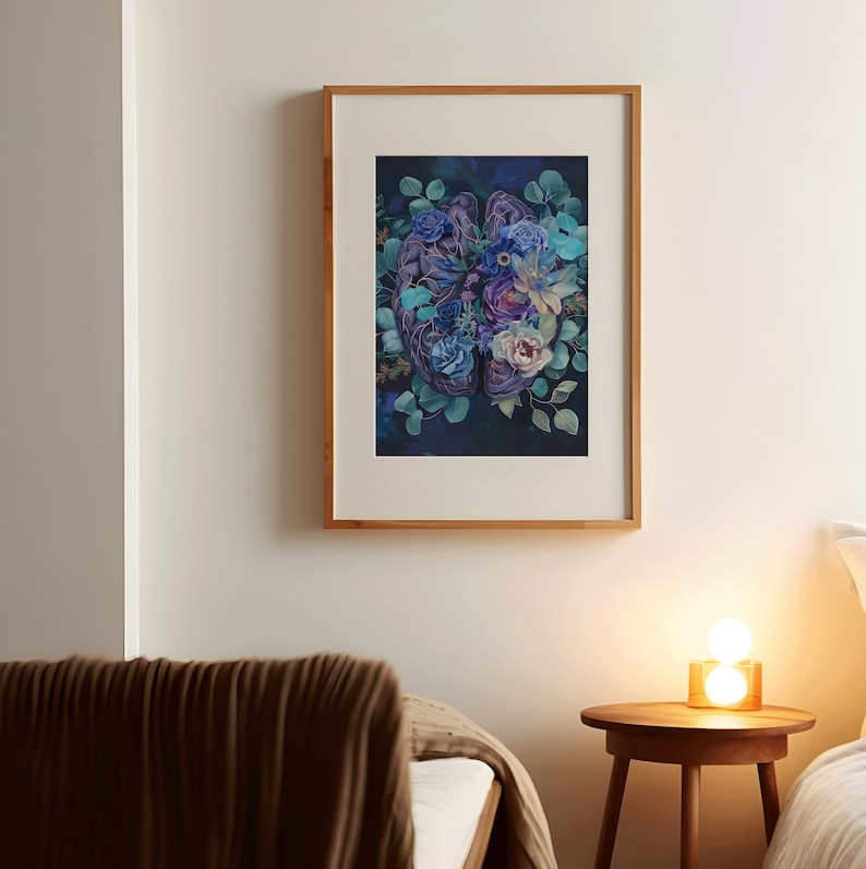 Floral Brain Art Print, Mental Health Art, Occupational Therapy Wall ...
