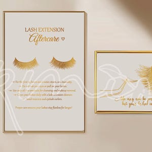 Set of 2 Gold Minimalist Printable Lash Tech Prints– Elegant Eyelash ...
