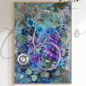 Floral Stethoscope Art Print: Doctor Office Decor (digital Download) - Etsy