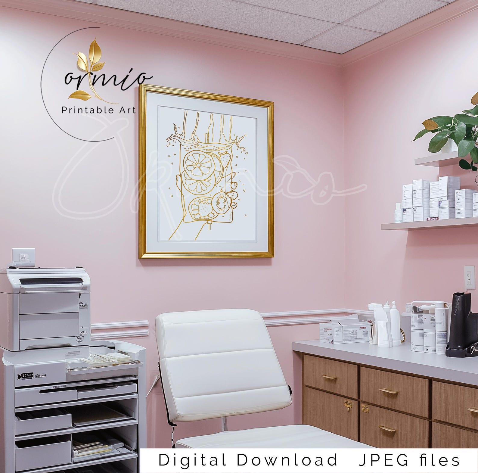 IV Therapy Art Prints: Gold Line Design, Wellness Decor (digital ...