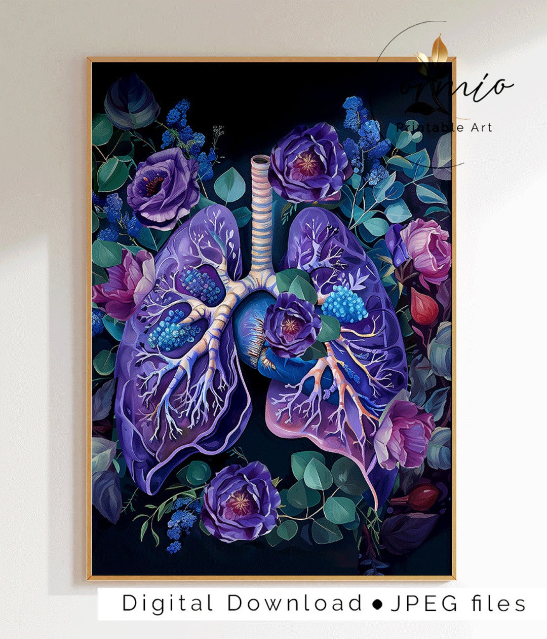 Floral Anatomical Lungs, Pulmonologist Gift, Anatomy Art Print ...