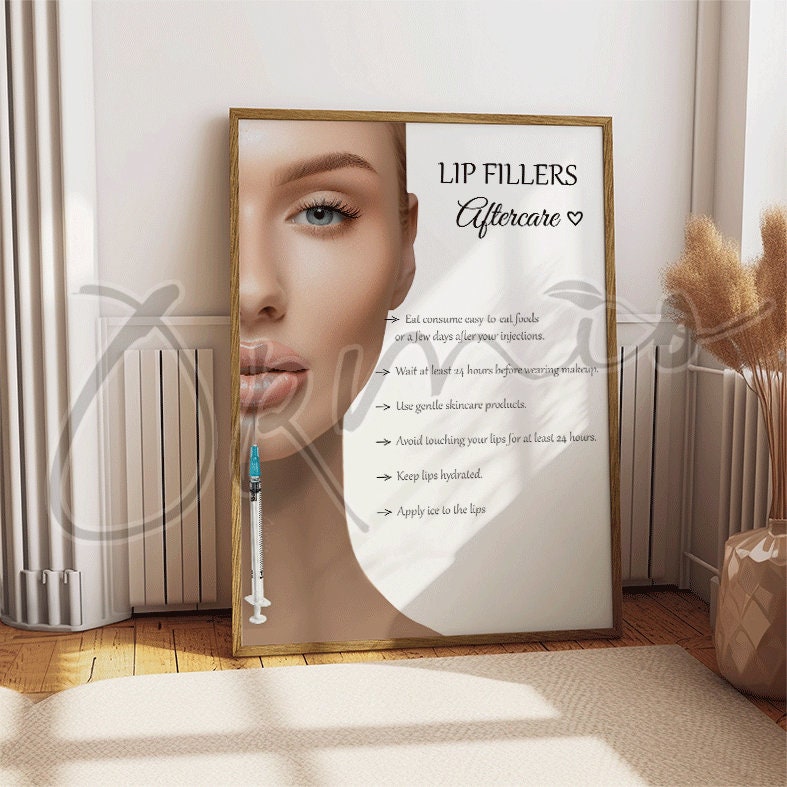 Lip Fillers Aftercare Poster, Spa Decor, Esthetician Wall Art, Filler ...