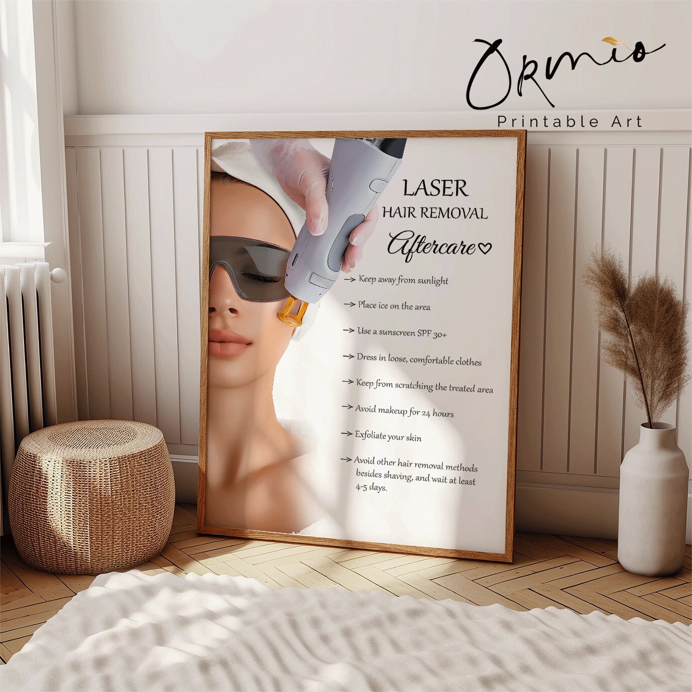 Printable Laser Hair Removal Aftercare Poster, Laser Technician Gift ...