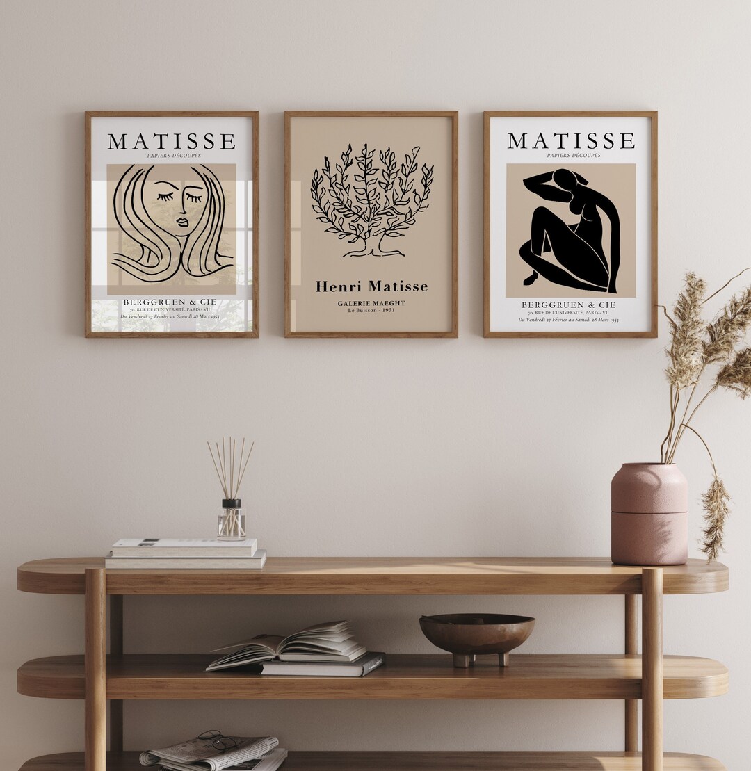 Neutral Matisse Set of 3 Prints Above Bed Decor Matisse Wall Art Black ...