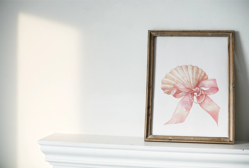 Seashell Wall Art Coquette Bathroom Decorating Beachy Room Decor Bows ...