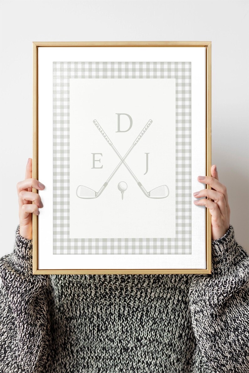Golf Monogram Nursery Print: Sage Green Gingham Decor - Etsy