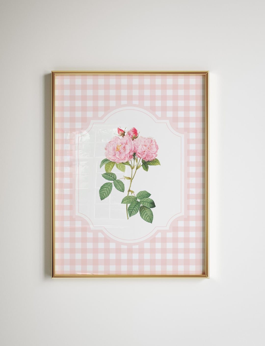 Pink Gingham Floral Nursery Art Prints: Grandmillennial Decor - Etsy