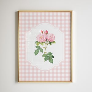 Pink Gingham Floral Nursery Art Prints: Grandmillennial Decor - Etsy