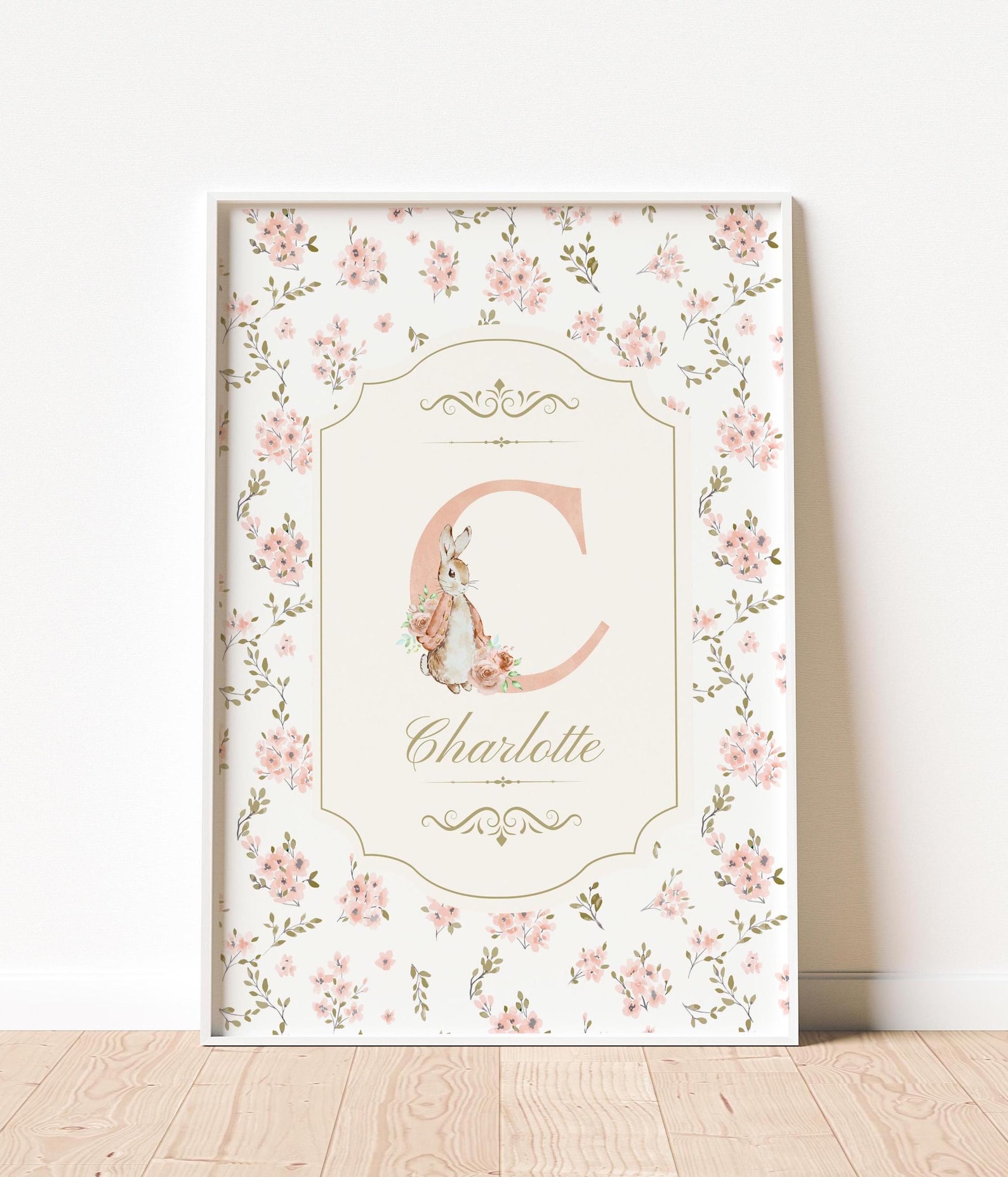 Peter Rabbit Girls Nursery Heirloom Decor Above Crib Name Sign Baby ...