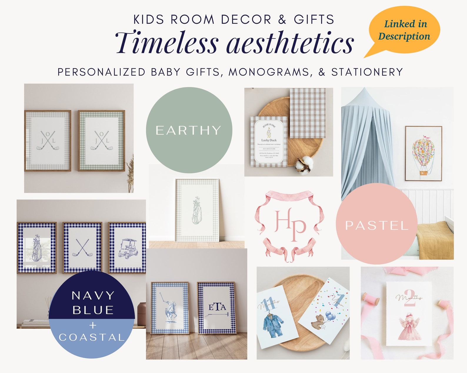 Navy Blue Polo Wall Art Gingham Aesthetics Poster Classic Nursery ...