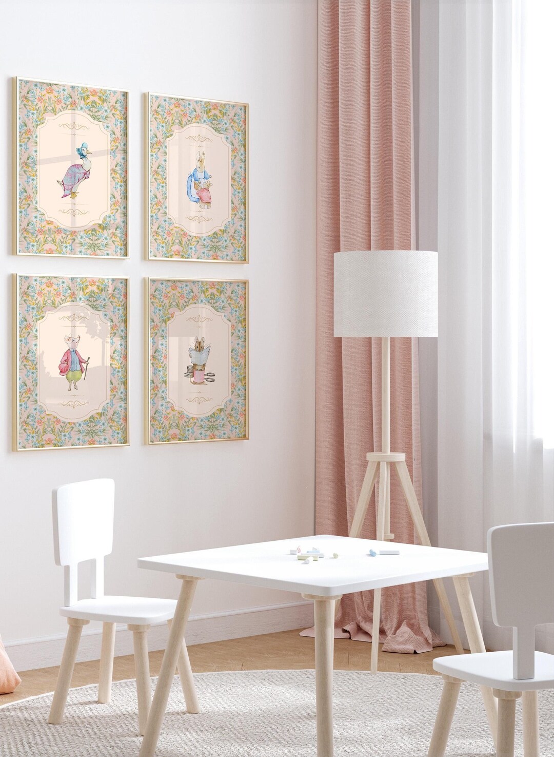 Peter Rabbit Nursery Prints Above Crib Nursery Chinoiserie Baby Toile ...