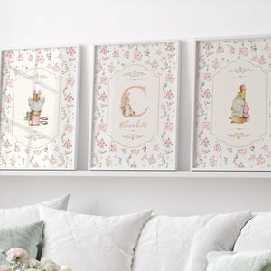 Peter Rabbit Girls Nursery Heirloom Decor Above Crib Name Sign Baby ...