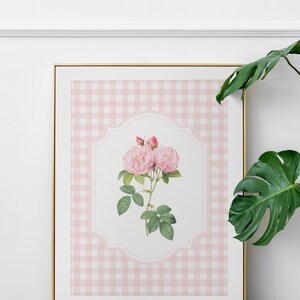 Pink Gingham Floral Nursery Art Prints: Grandmillennial Decor - Etsy