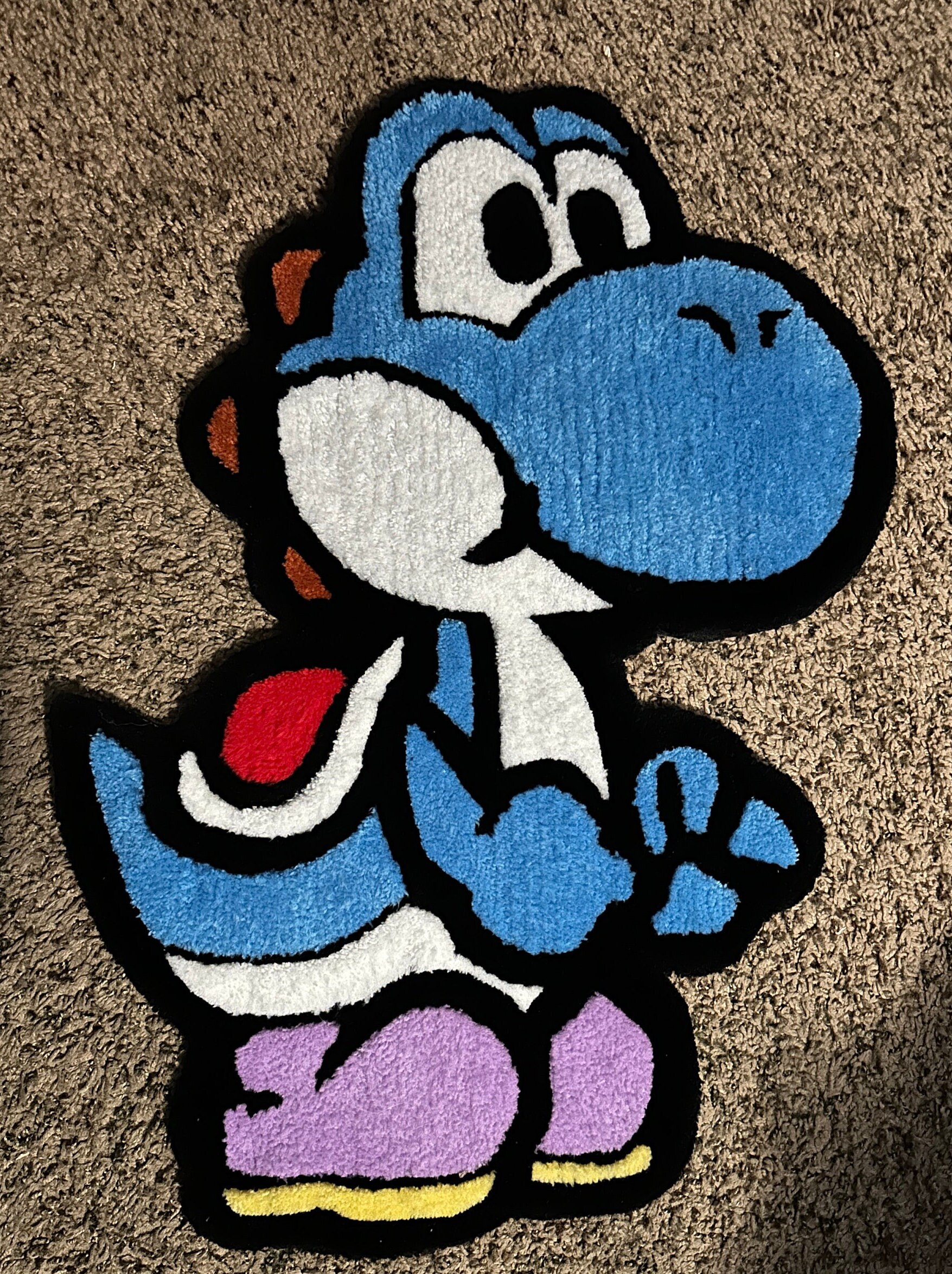 Blue Yoshi Tufted Rug Mario Made by Hand - Etsy