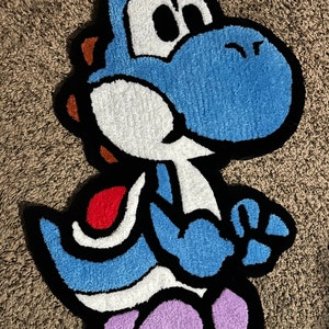 Blue Yoshi Tufted Rug Mario Made by Hand - Etsy