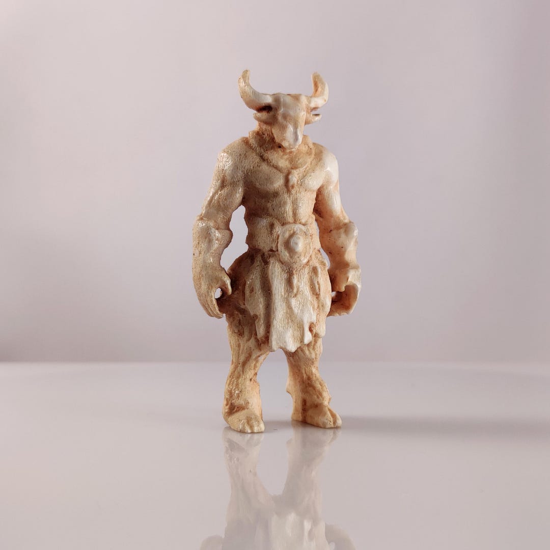 Hand Carved Minotaur Warrior Sculpture, Moose Antler Art, Fantasy ...