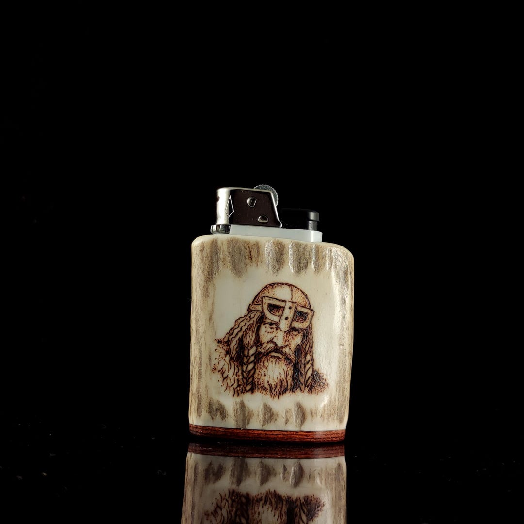 Viking Lighter Case, Pyrography, Shed Moose Antler, Unique Lighter ...