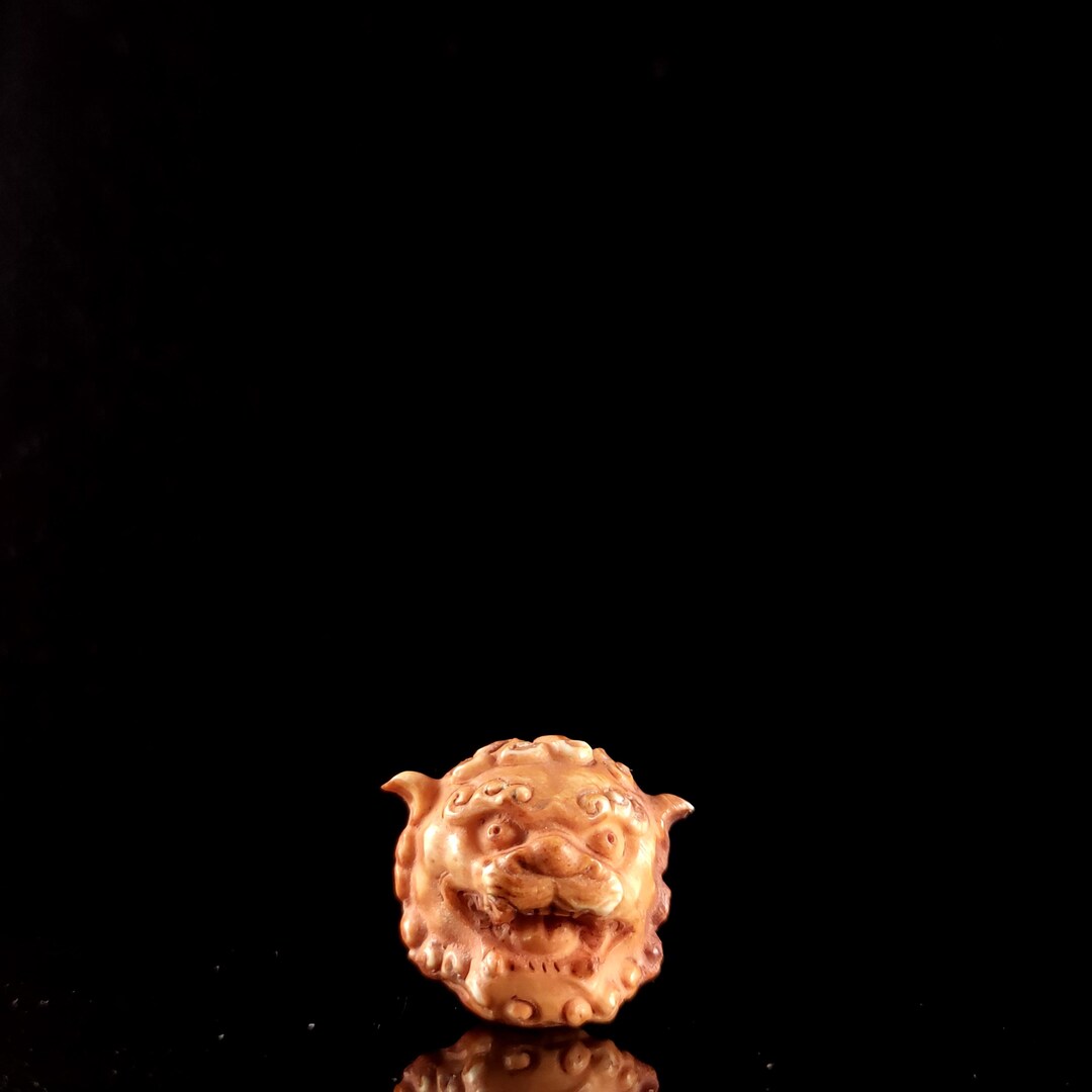 Foo Dog Netsuke, Chinese Lion Sculpture, Shi-shi, Carved Shed Moose ...