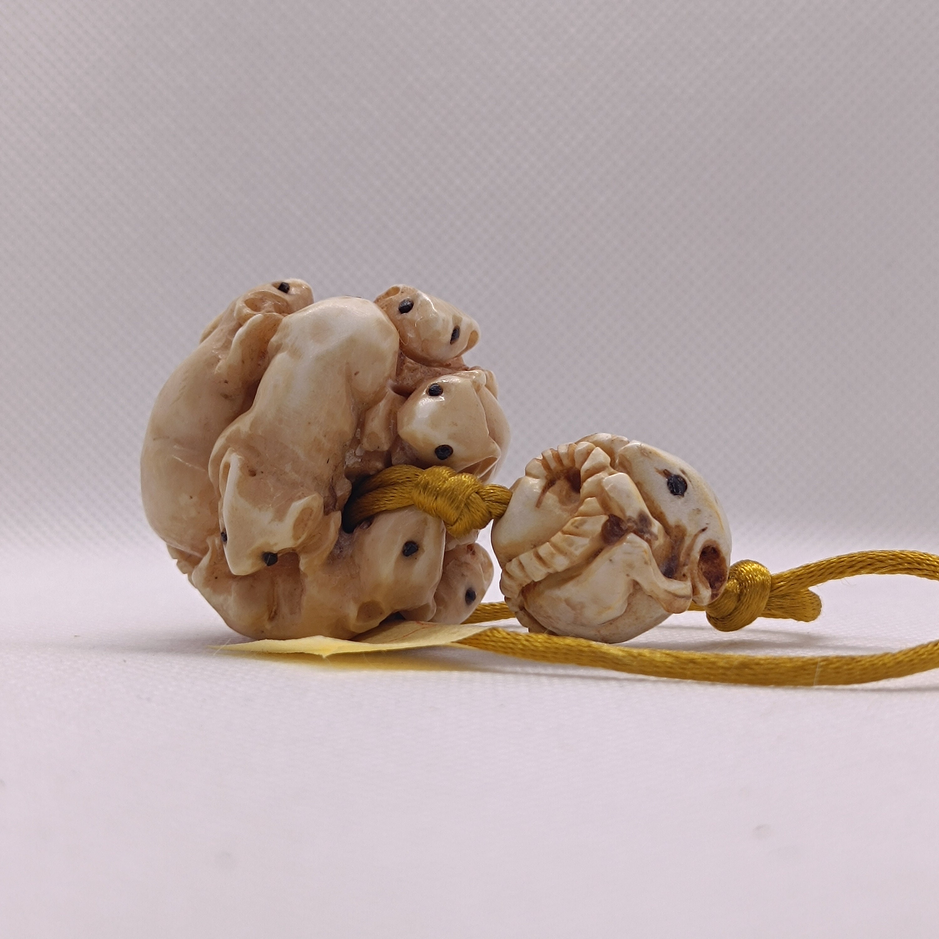 Rat/mouse King Ojime, Carved Shed Moose Antler, Japanese Netsuke ...