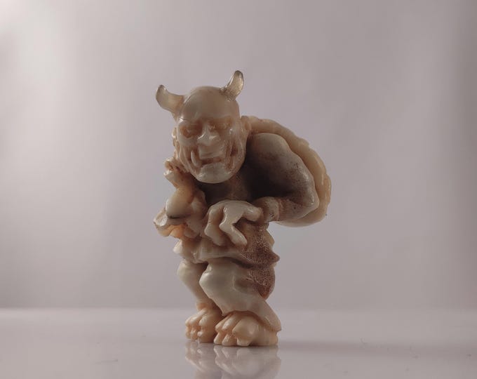 Oni Netsuke, Hand Carved Shed Moose Antler, Japanese Art, Antique Style ...