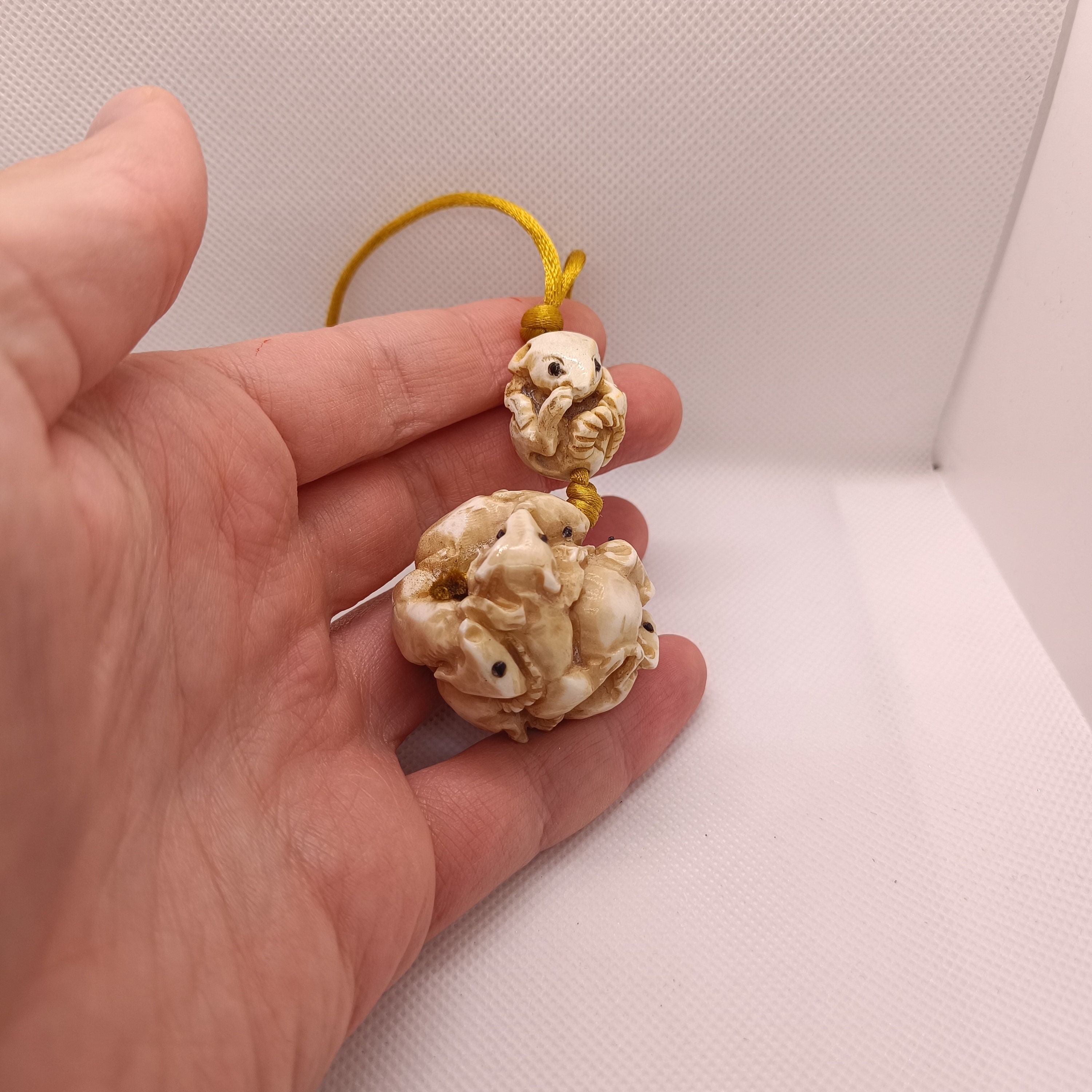 Rat/mouse King Ojime, Carved Shed Moose Antler, Japanese Netsuke ...