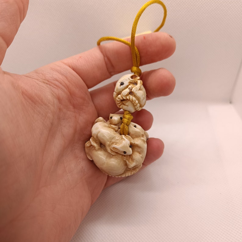 Rat/mouse King Ojime, Carved Shed Moose Antler, Japanese Netsuke ...