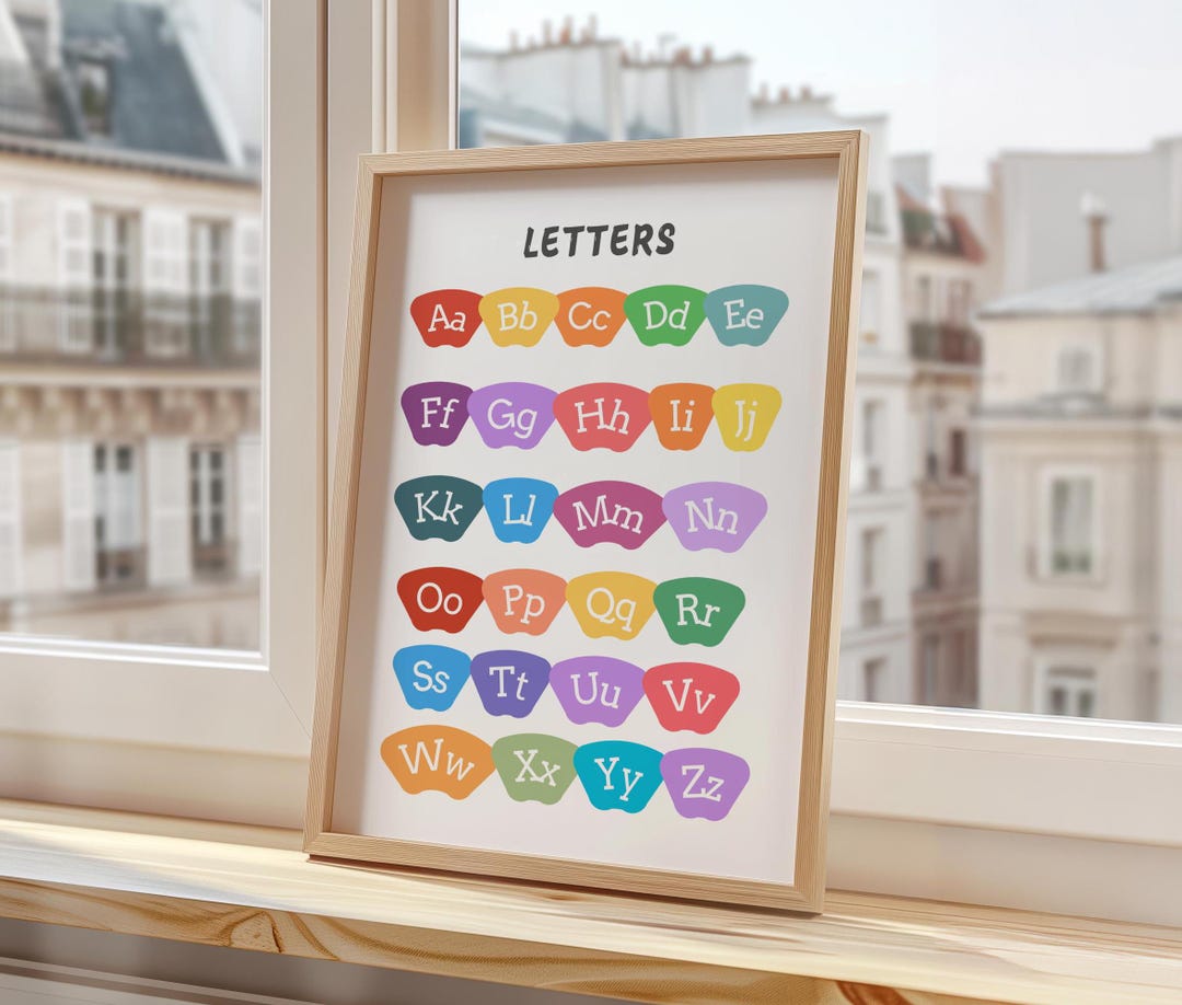 Colorful Letters Wall Art, the Alphabet Prints, Educational Wall Arts ...