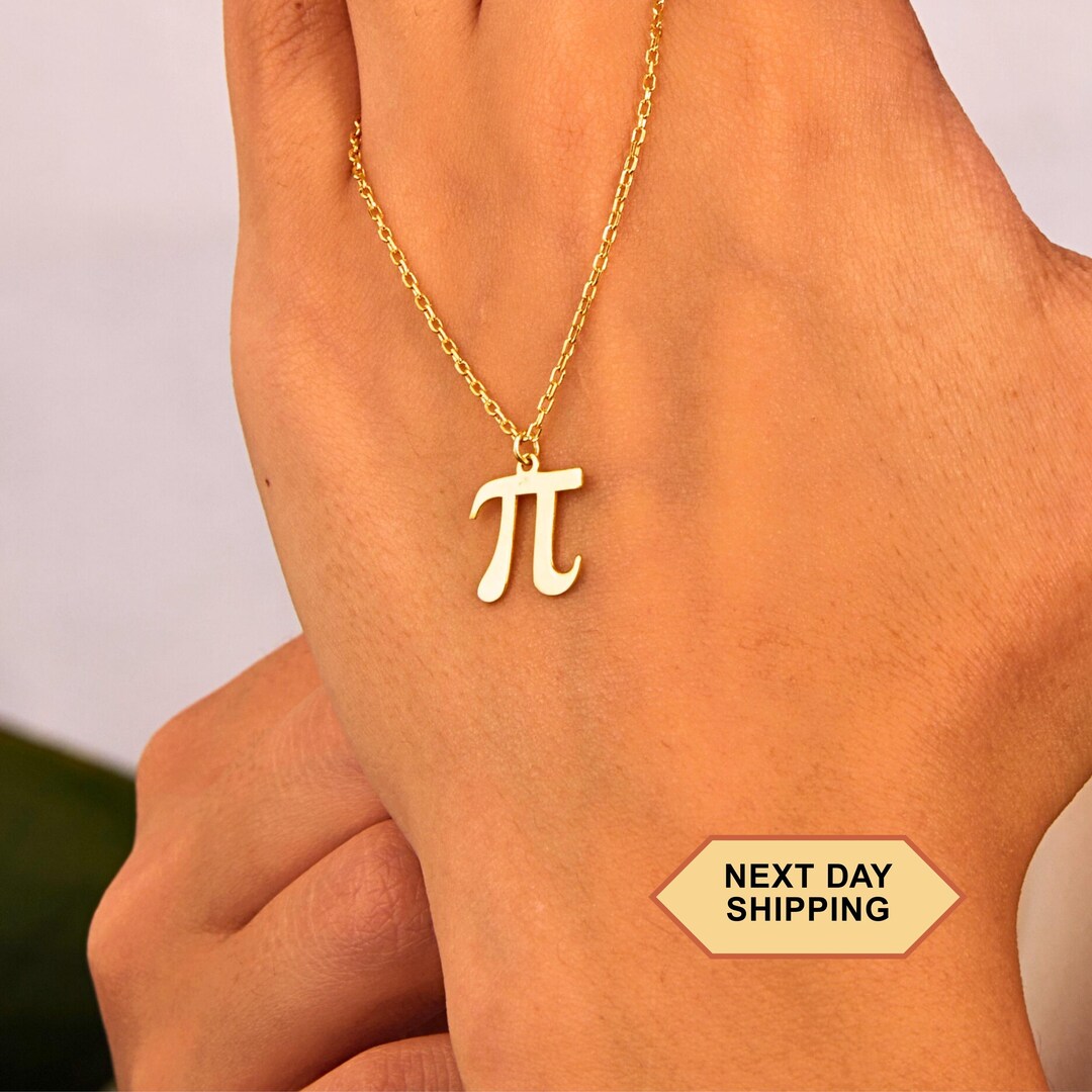 14K Gold Pi Symbol Necklace, Pii Pendant Charm, Pi Day Gifts, Math ...