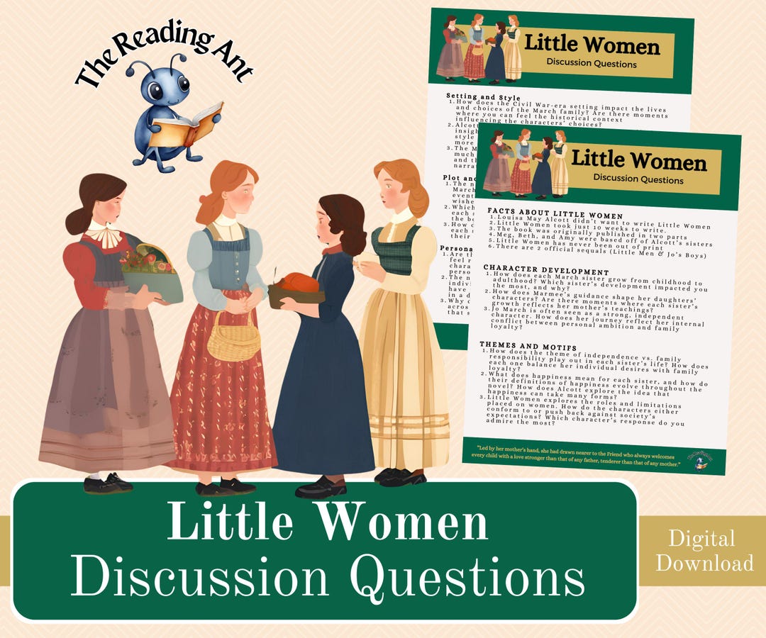 Printable Discussion Questions Little Women Louisa May Alcott Book Club ...