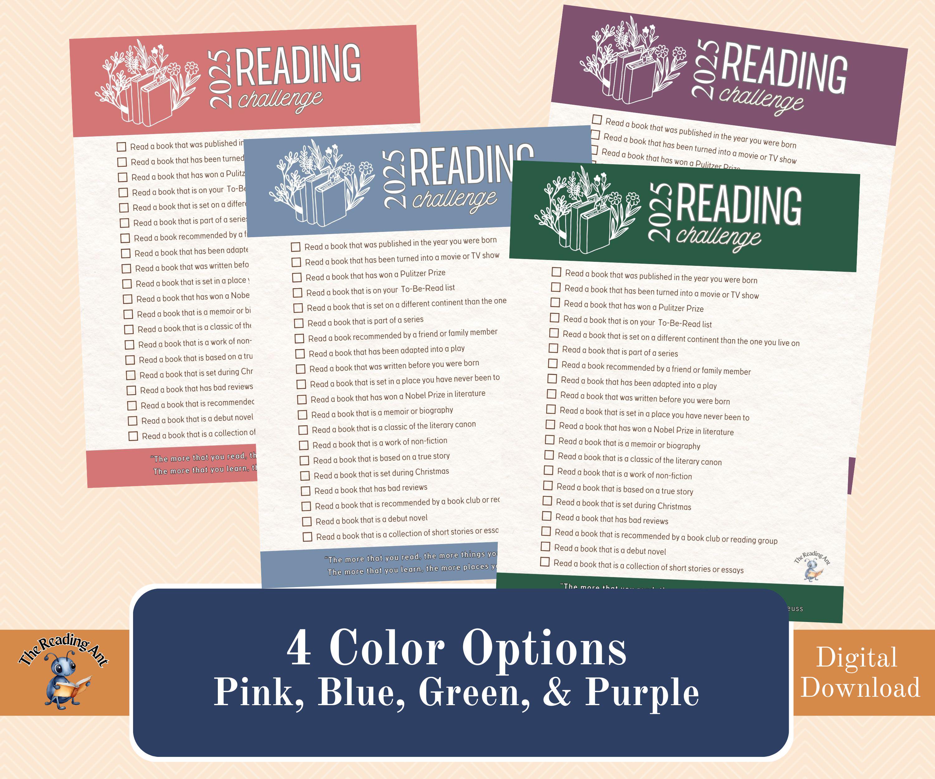 2025 Reading Challenge Printable 2025 Reading Goals Reading Tracker - Etsy