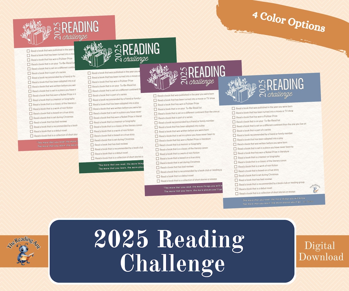 2025 Reading Challenge Printable 2025 Reading Goals Reading Tracker - Etsy