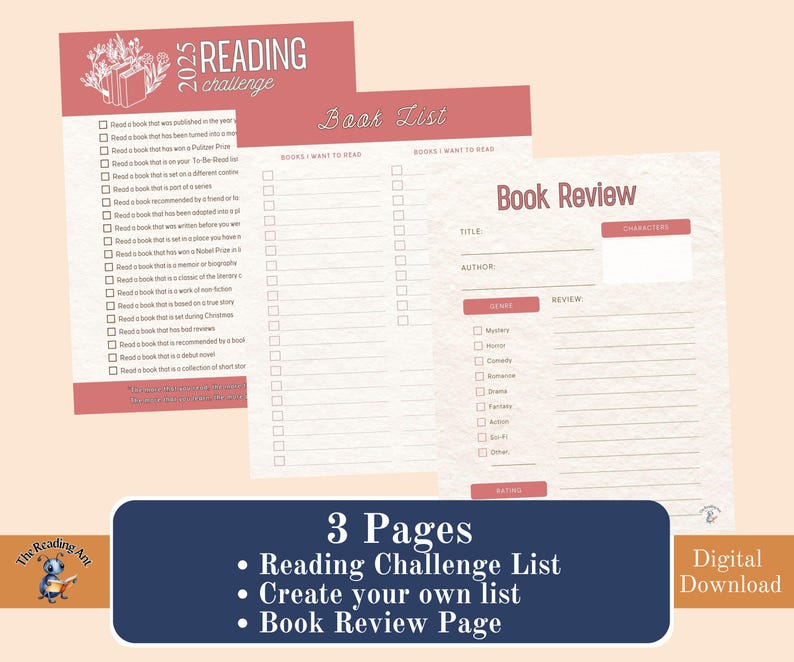 2025 Reading Challenge Printable 2025 Reading Goals Reading Tracker - Etsy