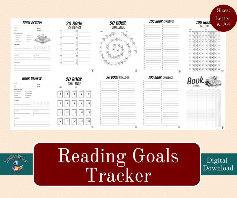Reading Goals Tracker, Reading Log, Book Club Tracker, 2025 Reading ...